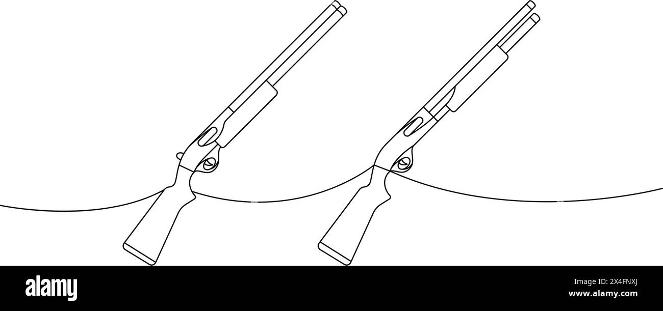 Set of smoothbore guns one line continuous drawing. Various modern ...
