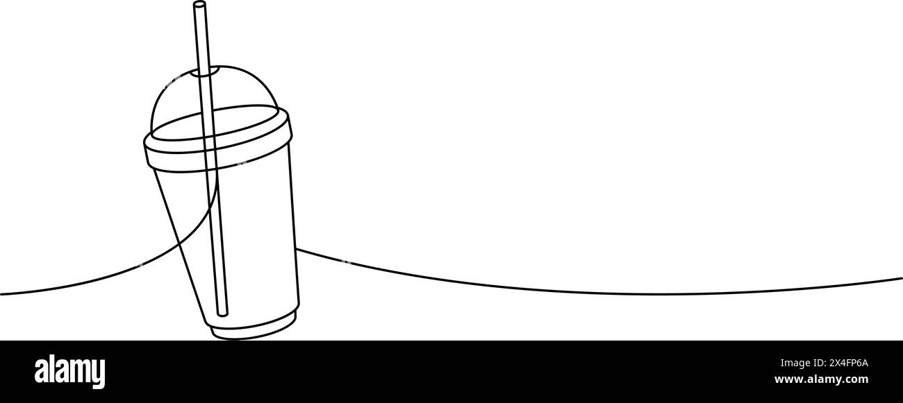 Plastic glass coffee cup one line continuous drawing. Hand drawn ...