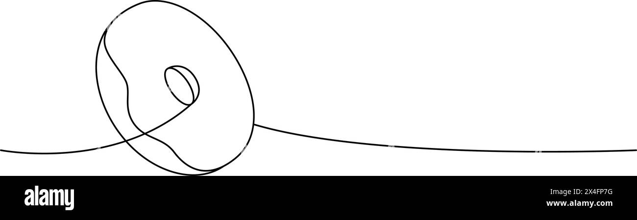 Doughnut one line continuous drawing. Bakery sweet pastry food. Vector ...