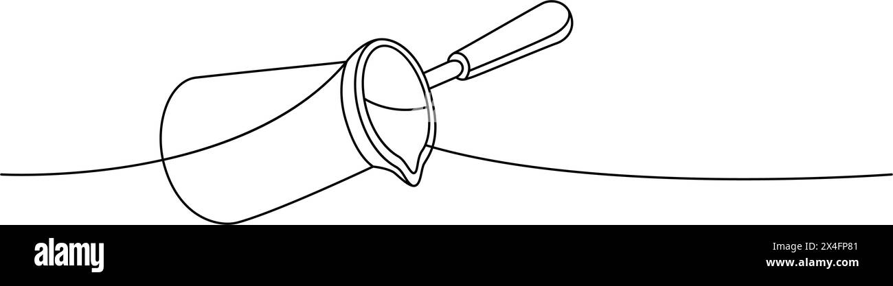 Turkish coffee brewing pot one line continuous drawing. Hand drawn ...