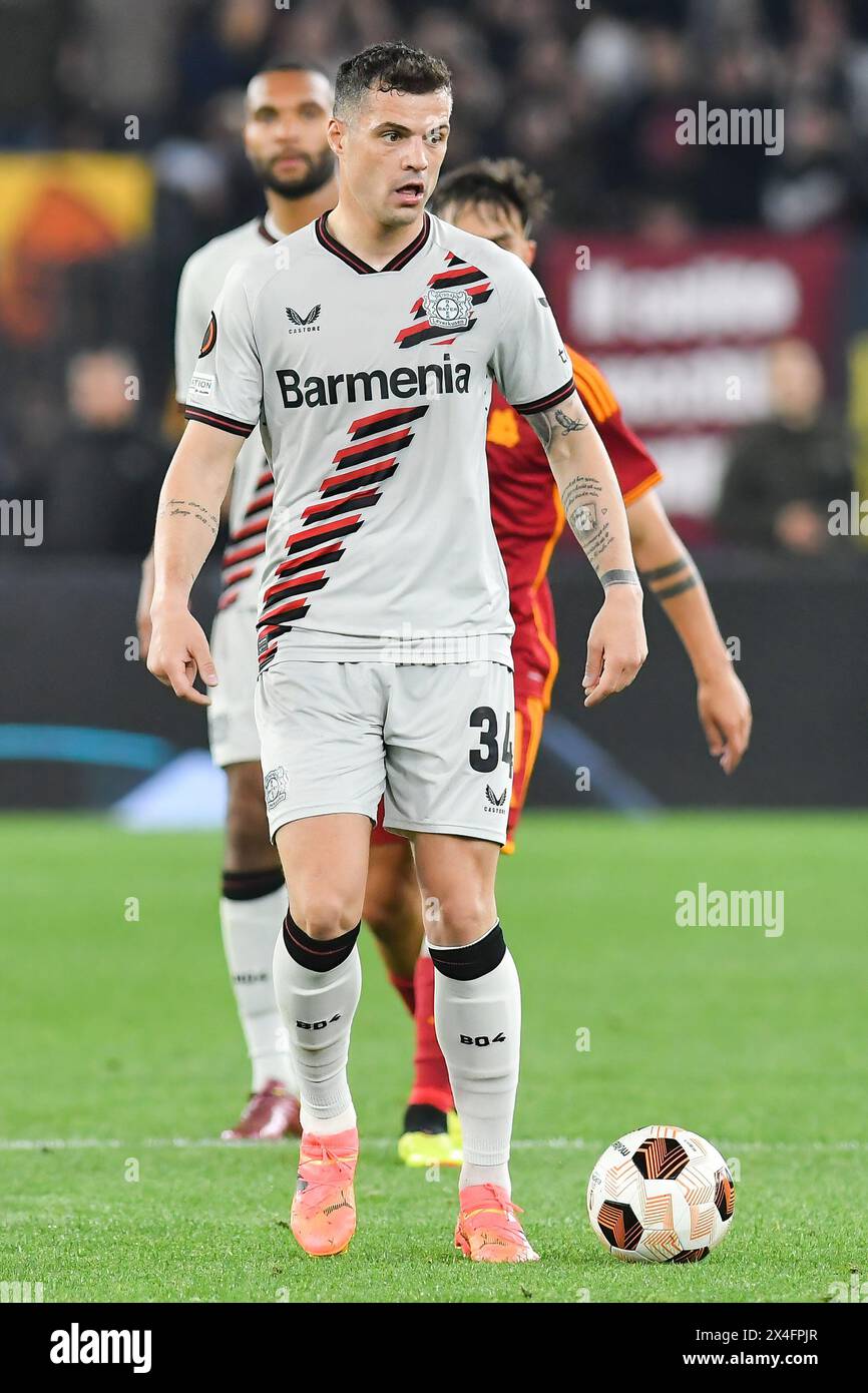 Rome, Italy. 02nd May, 2024. Granit Xhaka of Bayer Leverkusen seen in ...