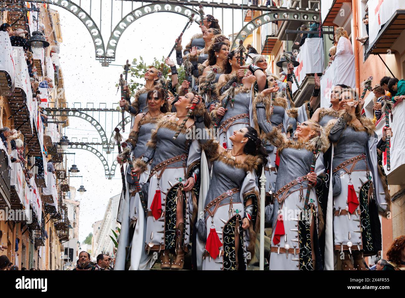 Alcoy, Spain, 04-20-2024: Moors and Christians, parade row Alcodianos ...