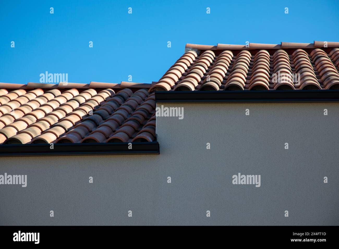Corner home new modern house with roof and gutter modern facade Stock ...