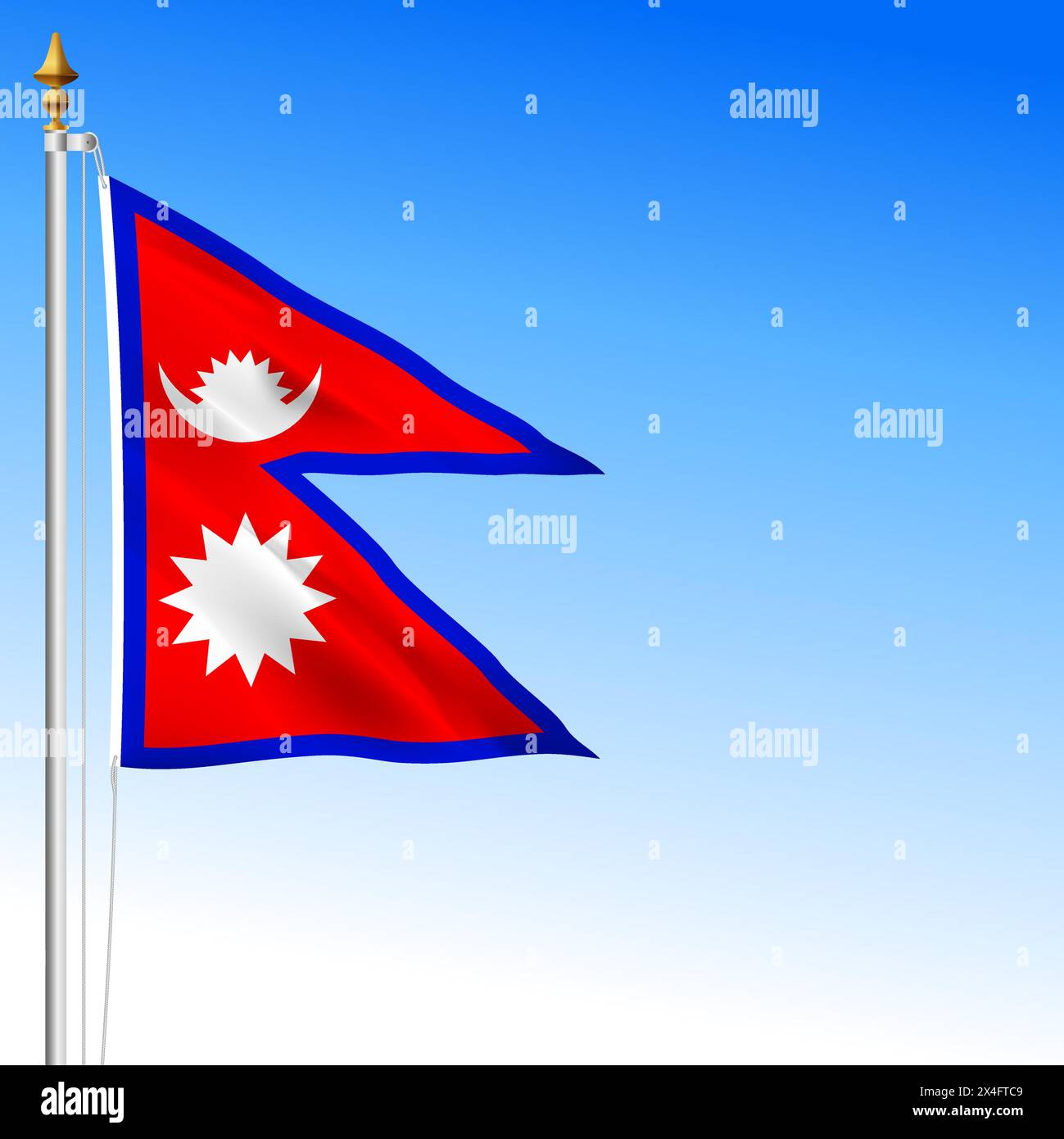 Nepal Official National Waving Flag Asiatic Country Vector