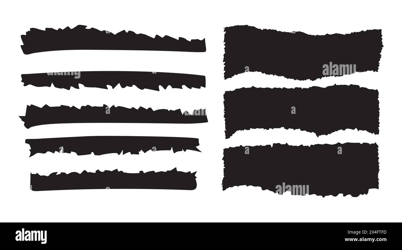 Jagged edge rectangle shapes, frames. Torn paper cut piece collection ...