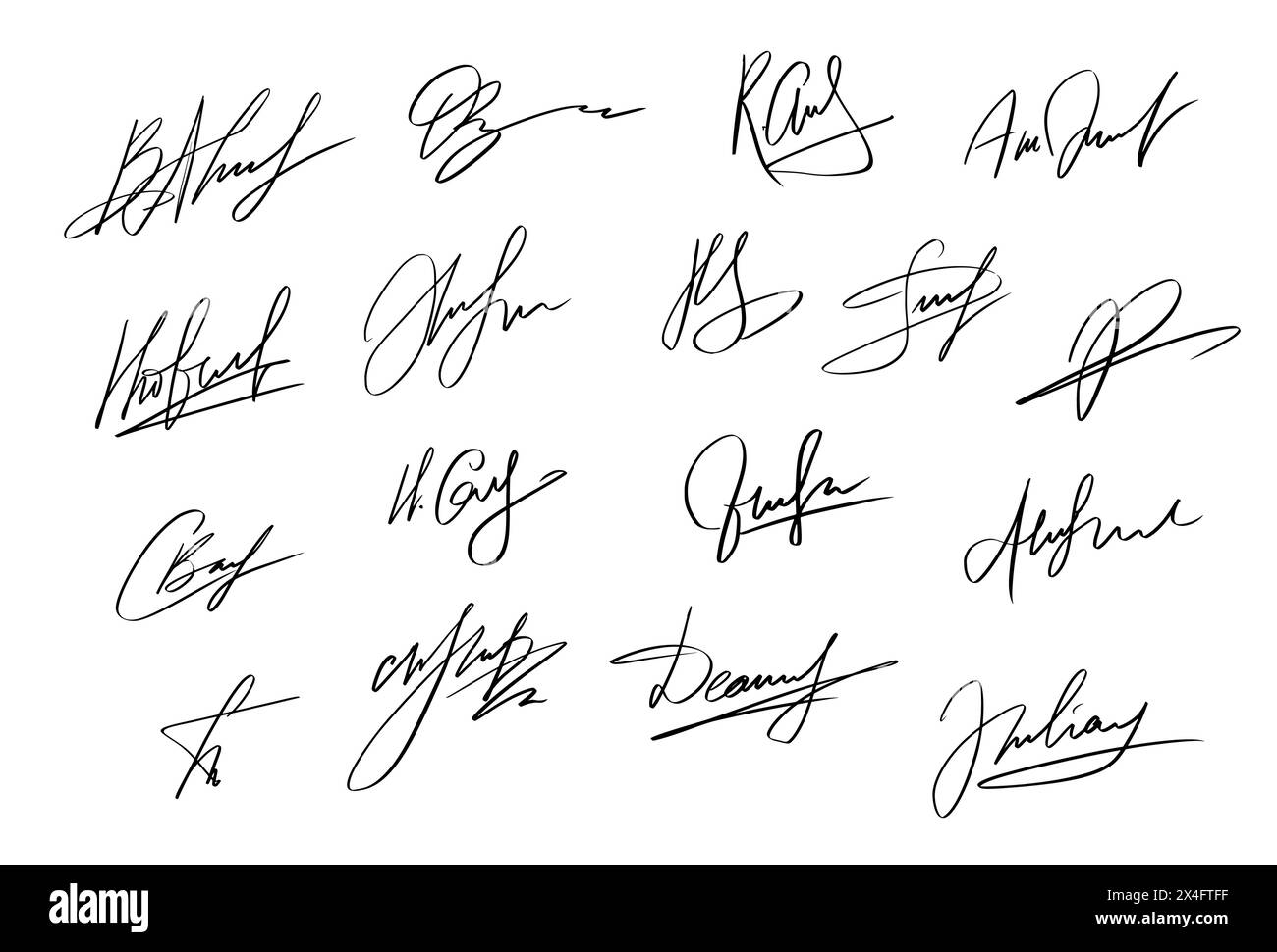 Handwriting Autograph set. Personal fictitious signature calligraphy ...