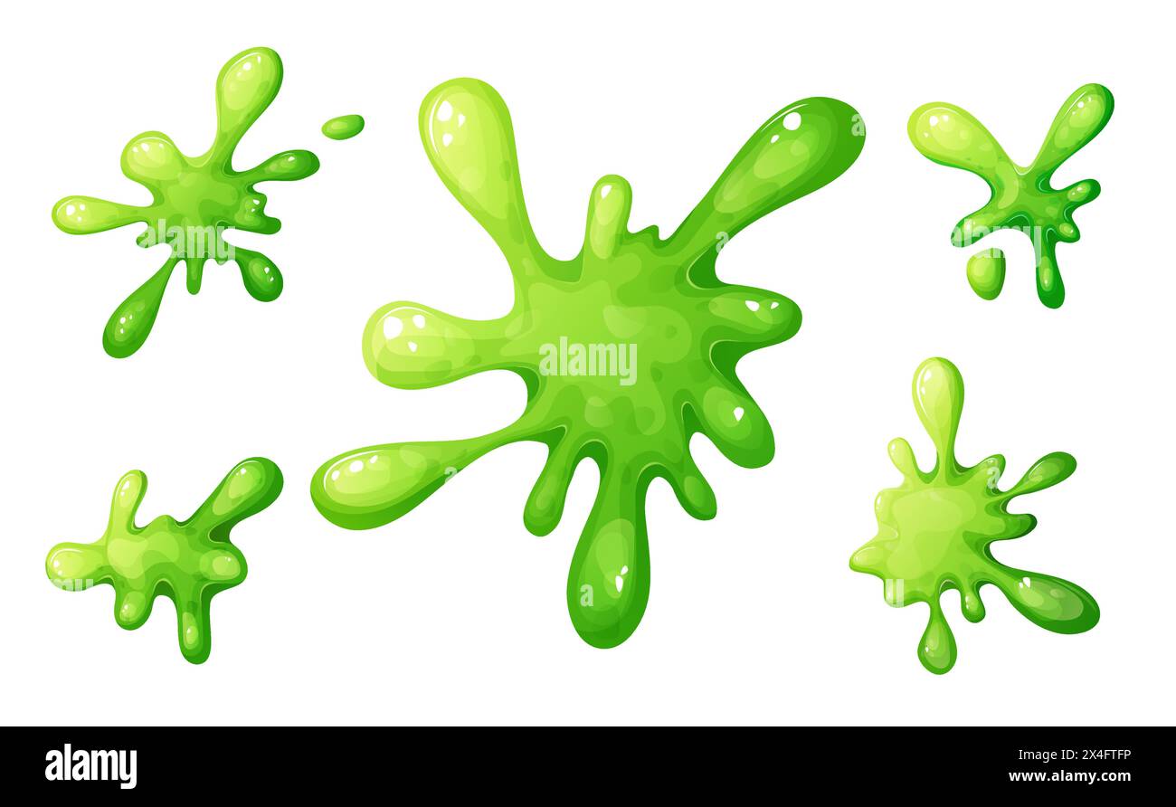 Set of dripping slime, splash cartoon element. Colorful spot ink shape ...