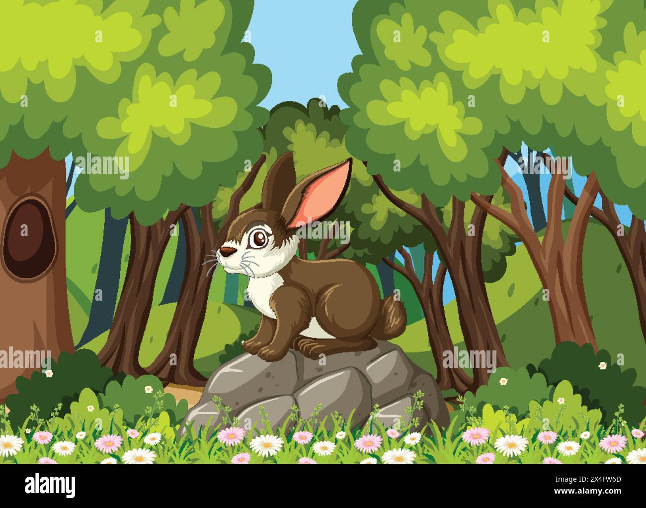 Rabbit sitting on forest Stock Vector Images - Alamy