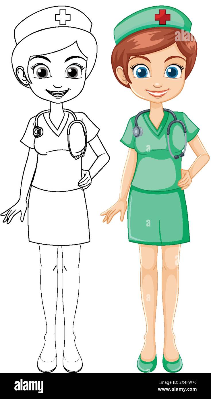 Vector illustration of two nurse characters Stock Vector Image & Art ...