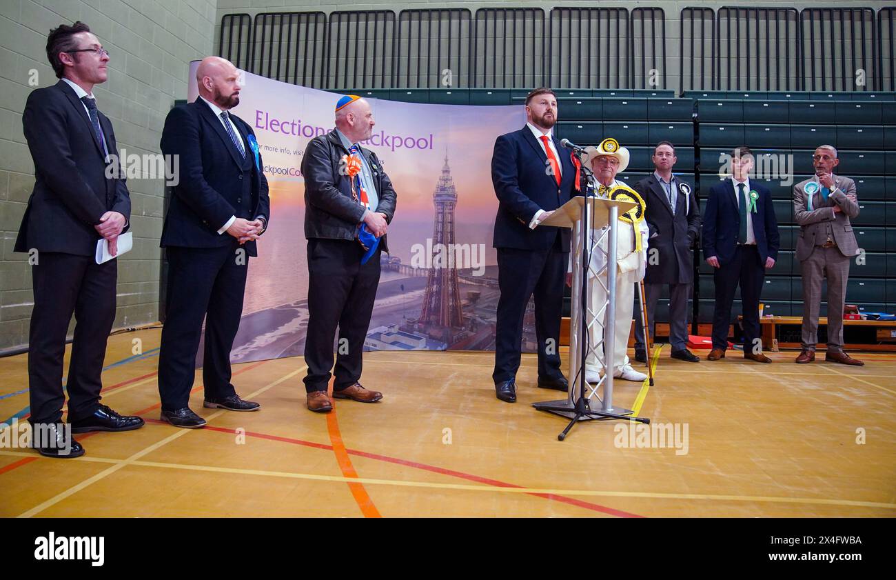 Labour candidate Chris Webb celebrates after winning the Blackpool ...