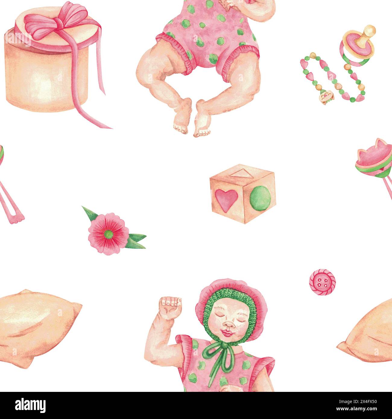 Watercolor pattern pink cotton hi-res stock photography and images - Alamy