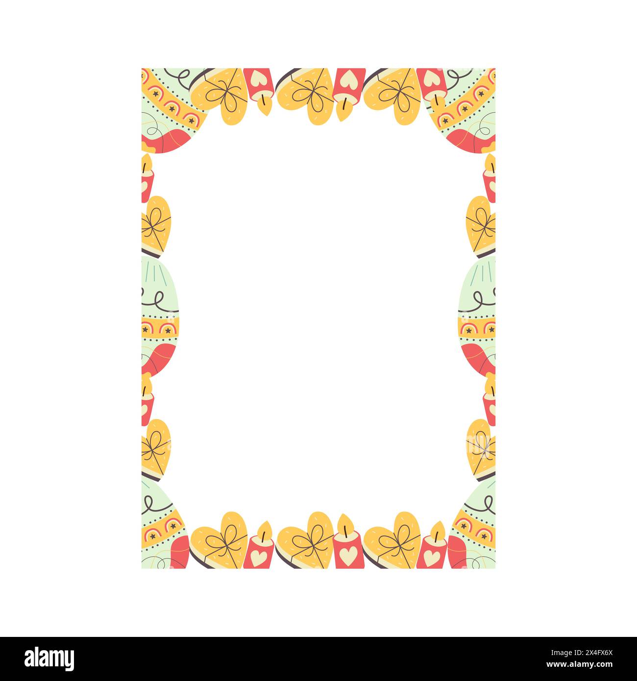 Easter egg rectangle frame design. Easter holiday egg hunt border in ...