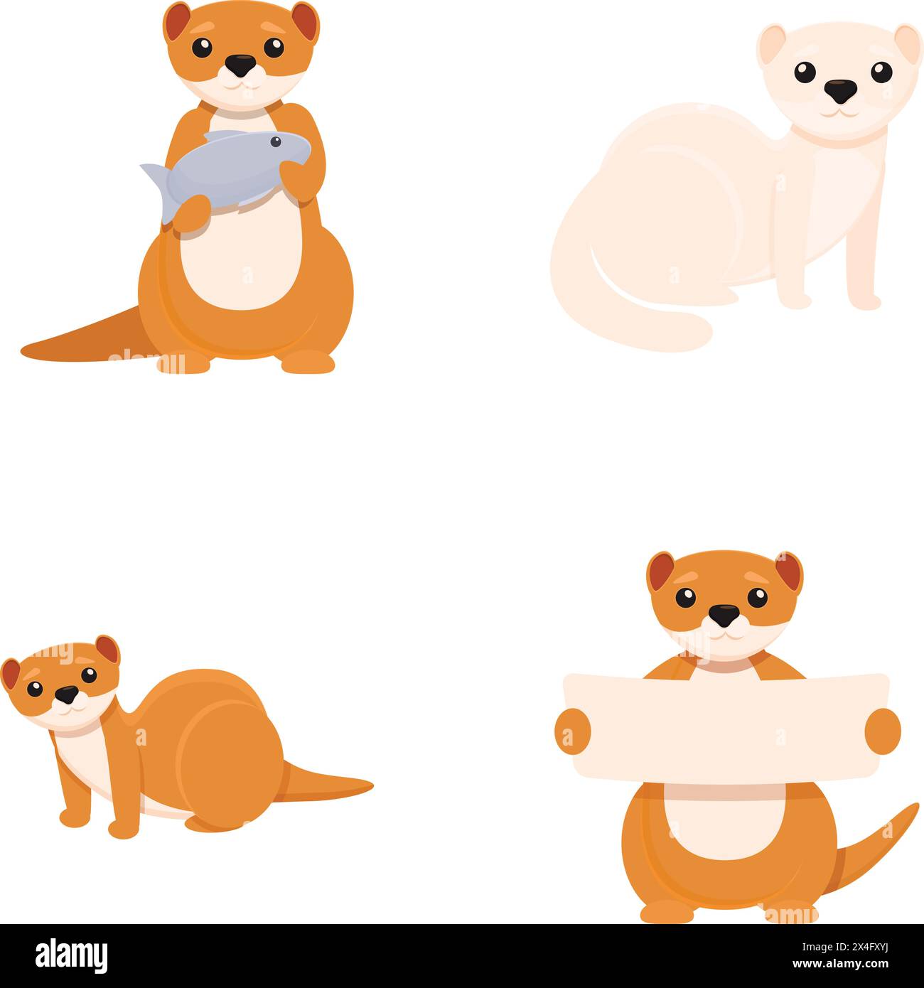 Cute mink icons set cartoon vector. Funny cartoon mink animal. Cartoon ...