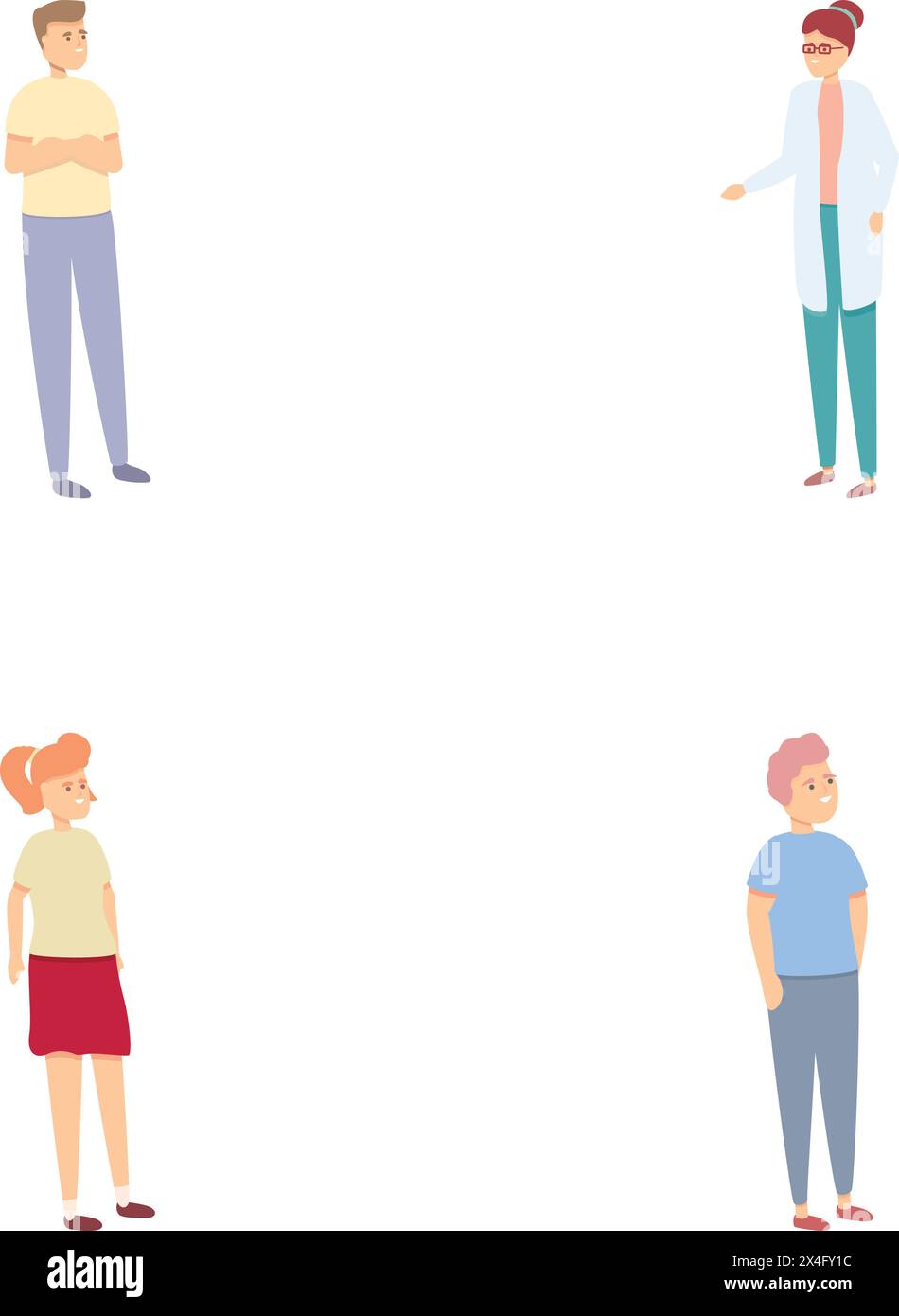 Visiting doctor icons set cartoon vector. Woman doctor and various age ...