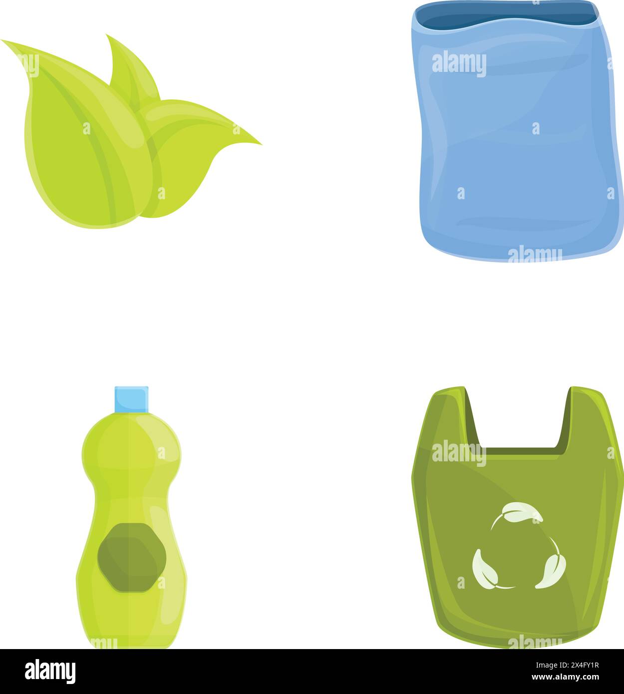 Plastic waste icons set cartoon vector. Blank plastic packaging and ...