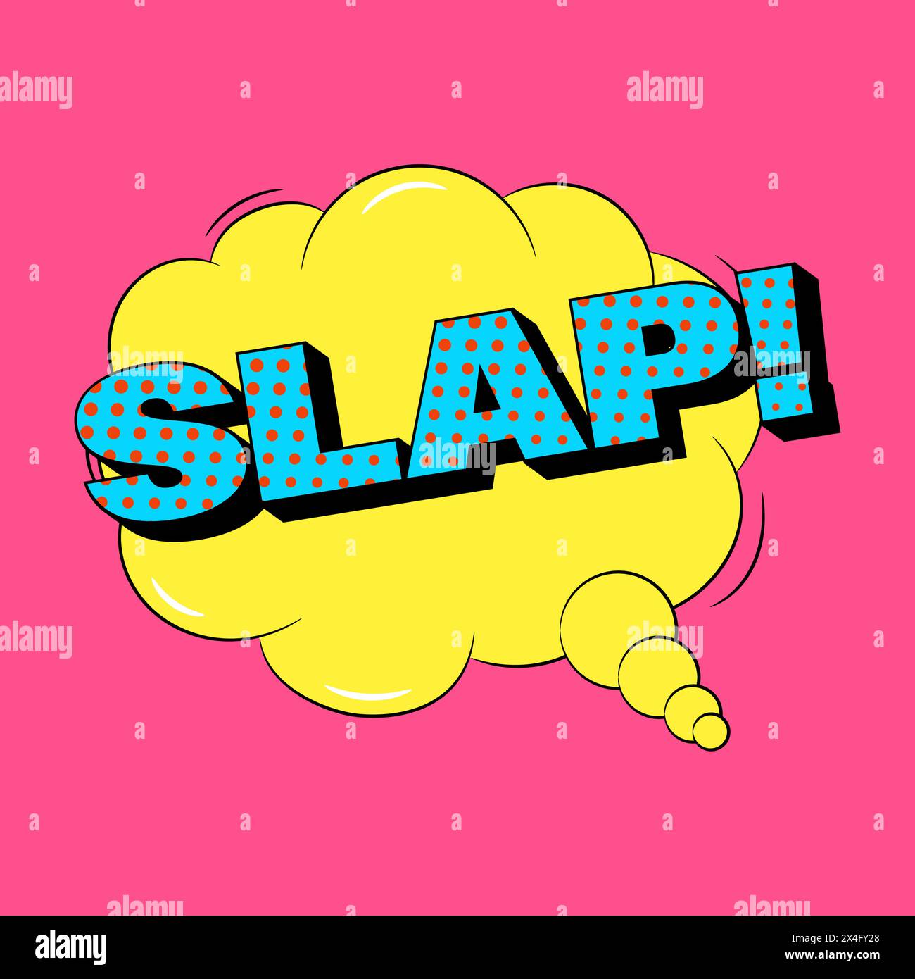 SLAP comic sound speech effect bubble in trendy pop art style. Bright ...
