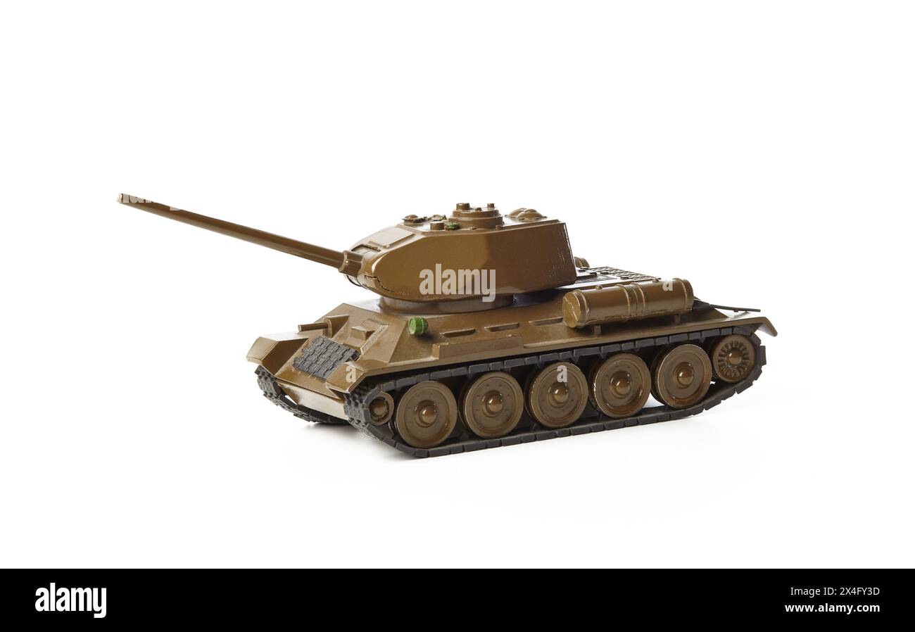 Old soviet tank model T-34 isolated on white background. Soviet T34 ...