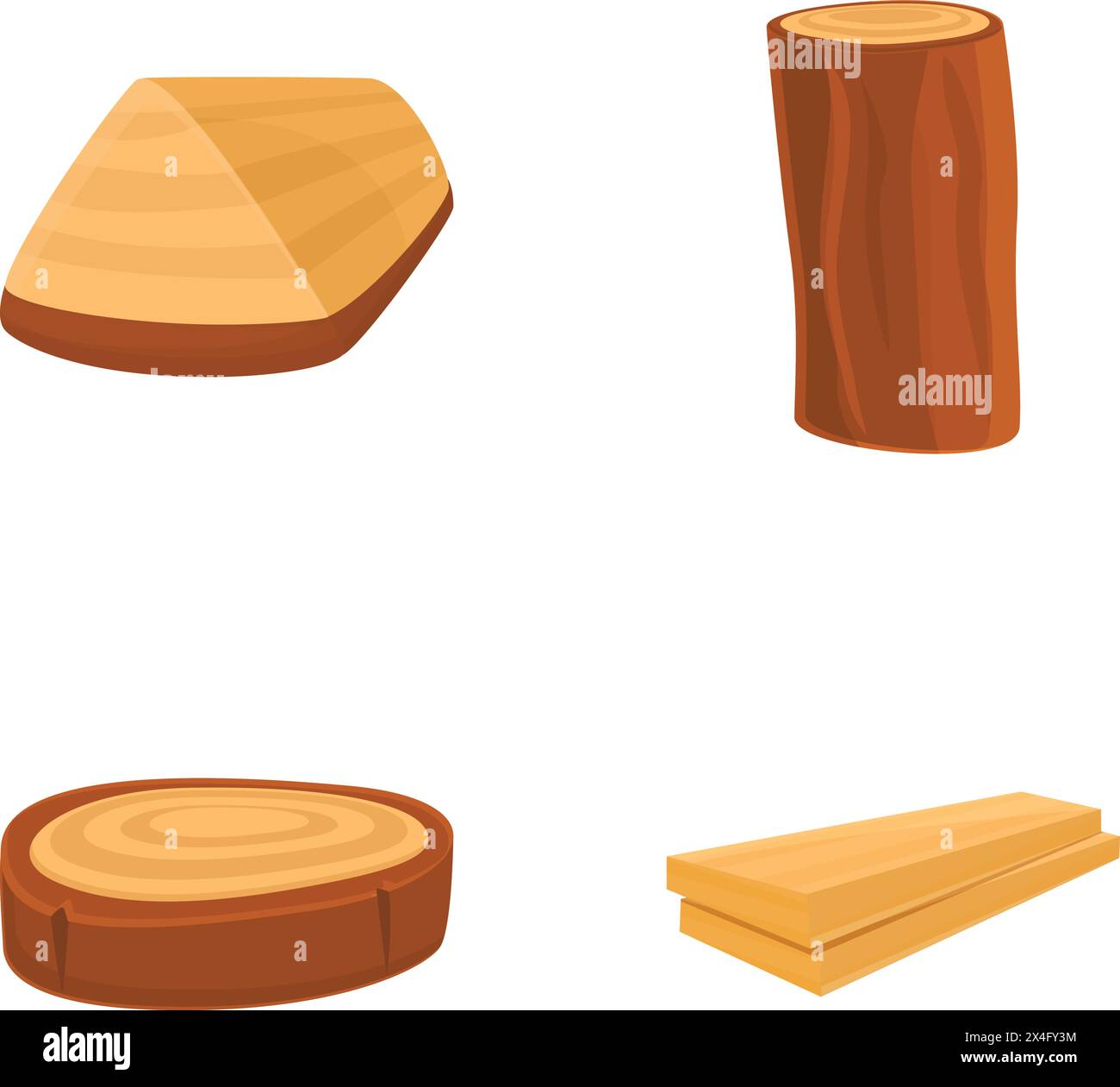 Wooden material icons set cartoon vector. Natural lumber, carpentry ...