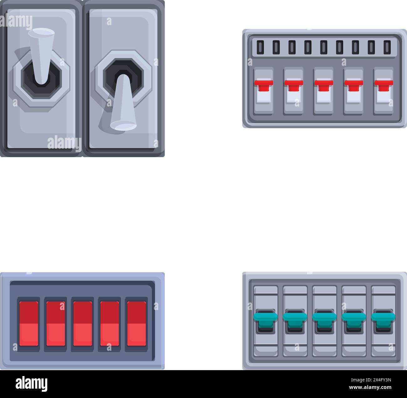 Breaker switch icons set cartoon vector. Electric breaker switchbox ...