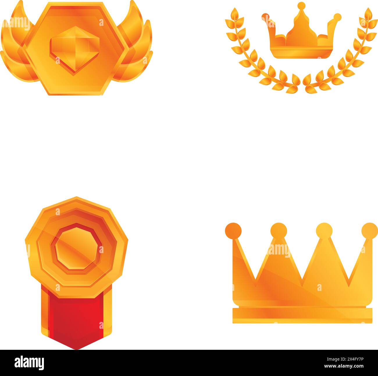 Insignia icons set cartoon vector. Various type of trophy and award for ...