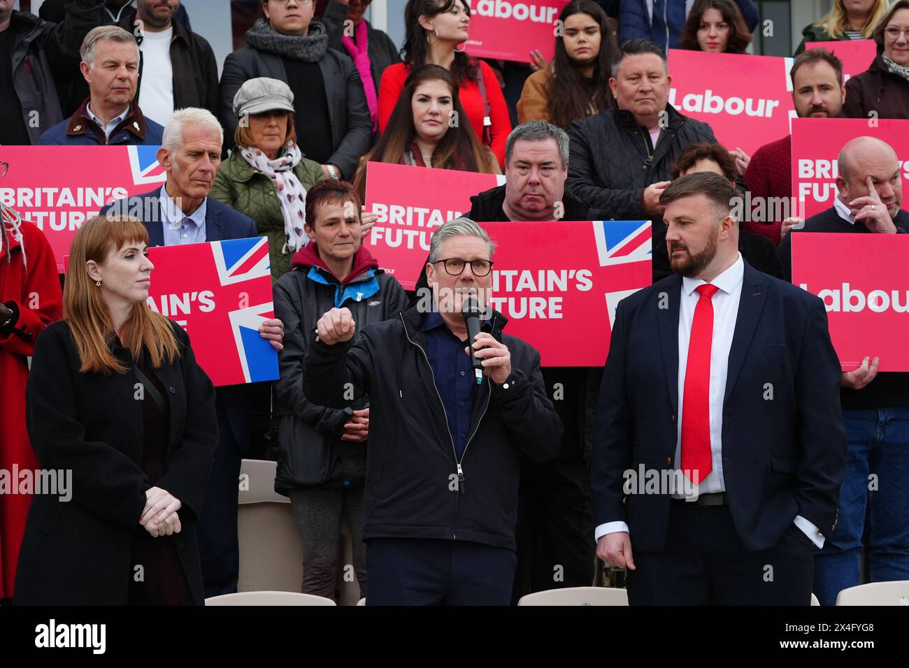 Newly elected Labour MP Chris Webb, with Labour leader Sir Keir Starmer and deputy leader Angela ...