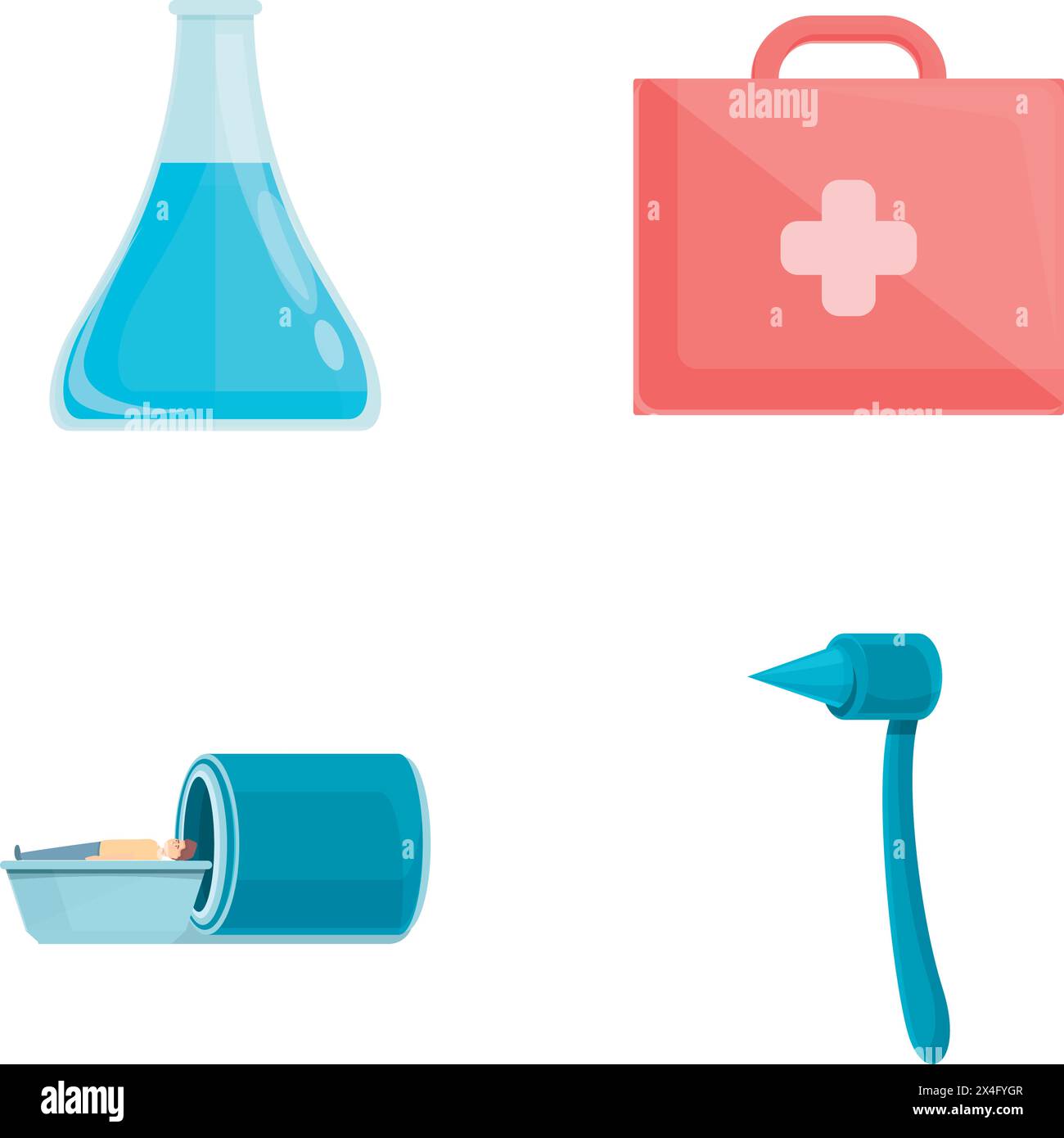 Diagnostic procedure icons set cartoon vector. Patient being examined ...