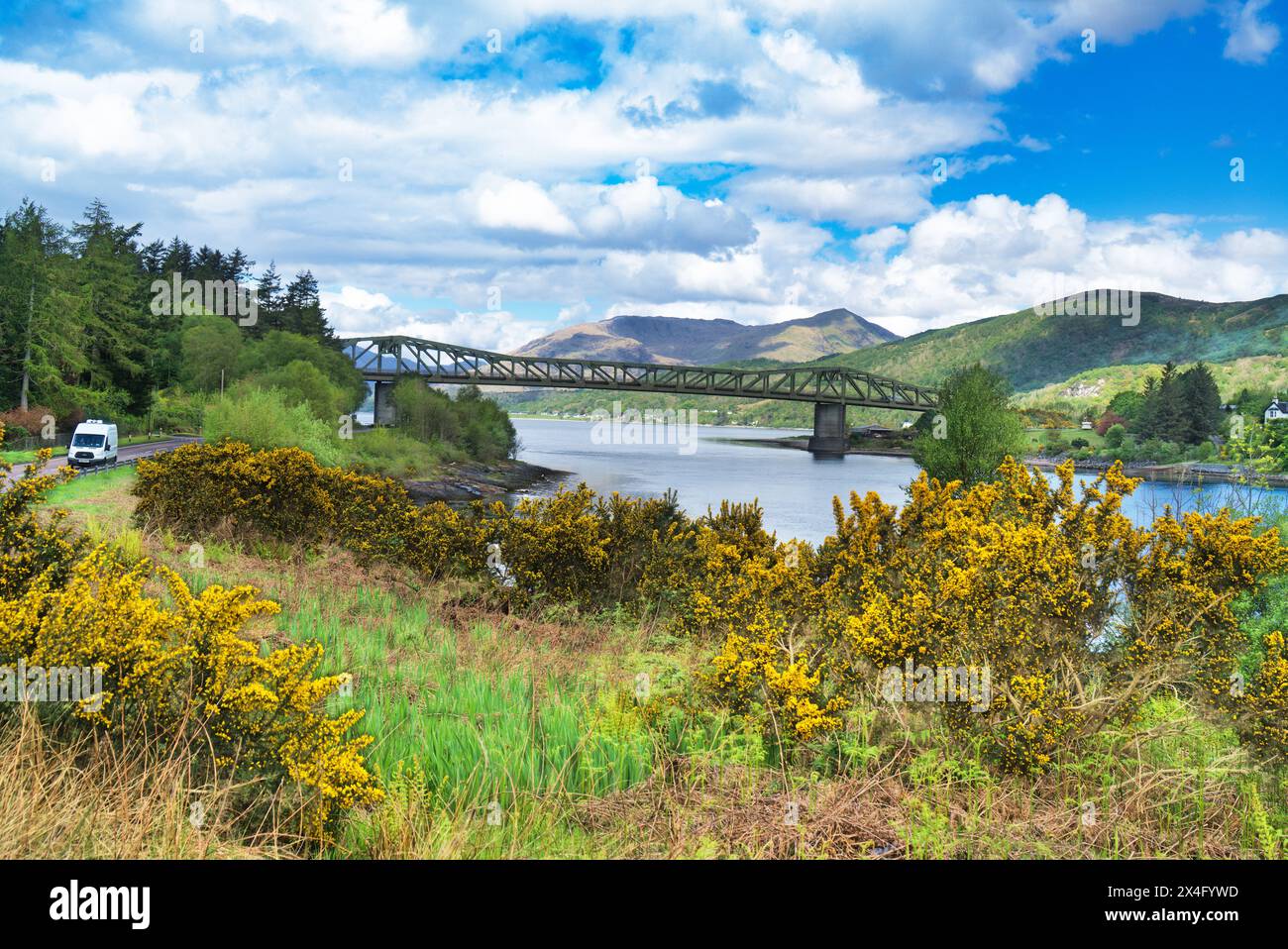 Looking north west over Loch Leven at South Ballachulish. Bridge. Near ...