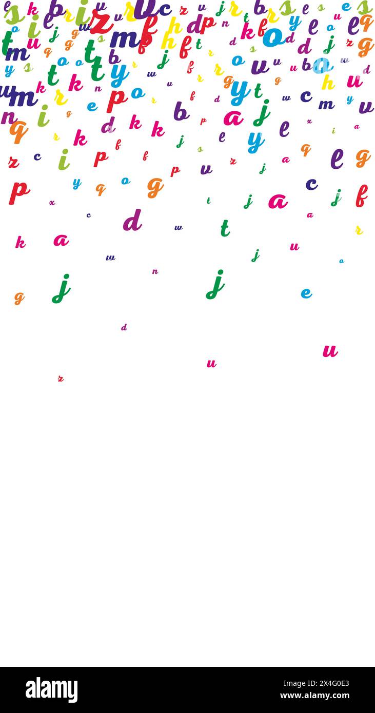 Scattered letters of latin alphabet. Colorful childish floating ...