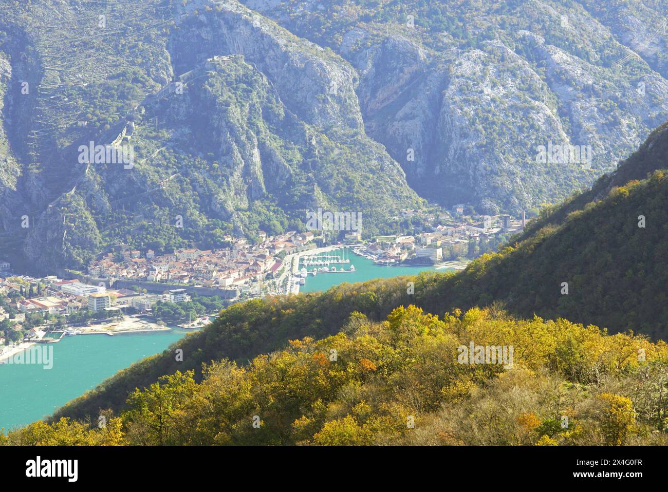 View of the Montenegrin city of Kotor from above - overview from the ...