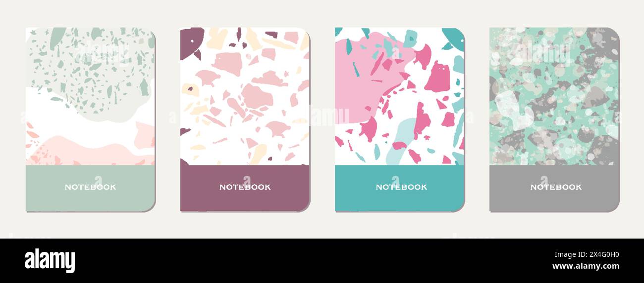Notepad cover design. Terrazzo abstract background made of natural ...