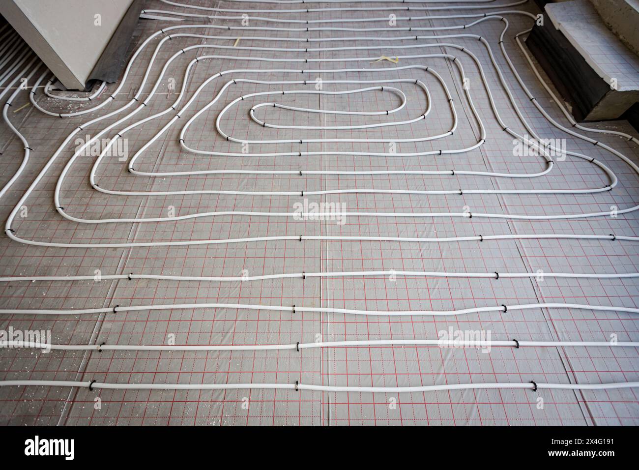 Pipe system of floor heating mounted in residential building under ...