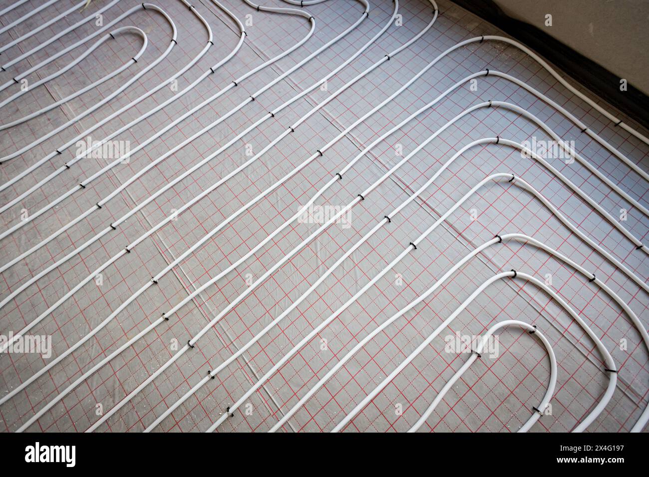 Pipe system of floor heating mounted in residential building under ...