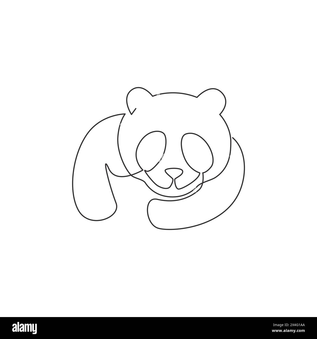 One continuous line drawing of adorable panda for company logo identity ...
