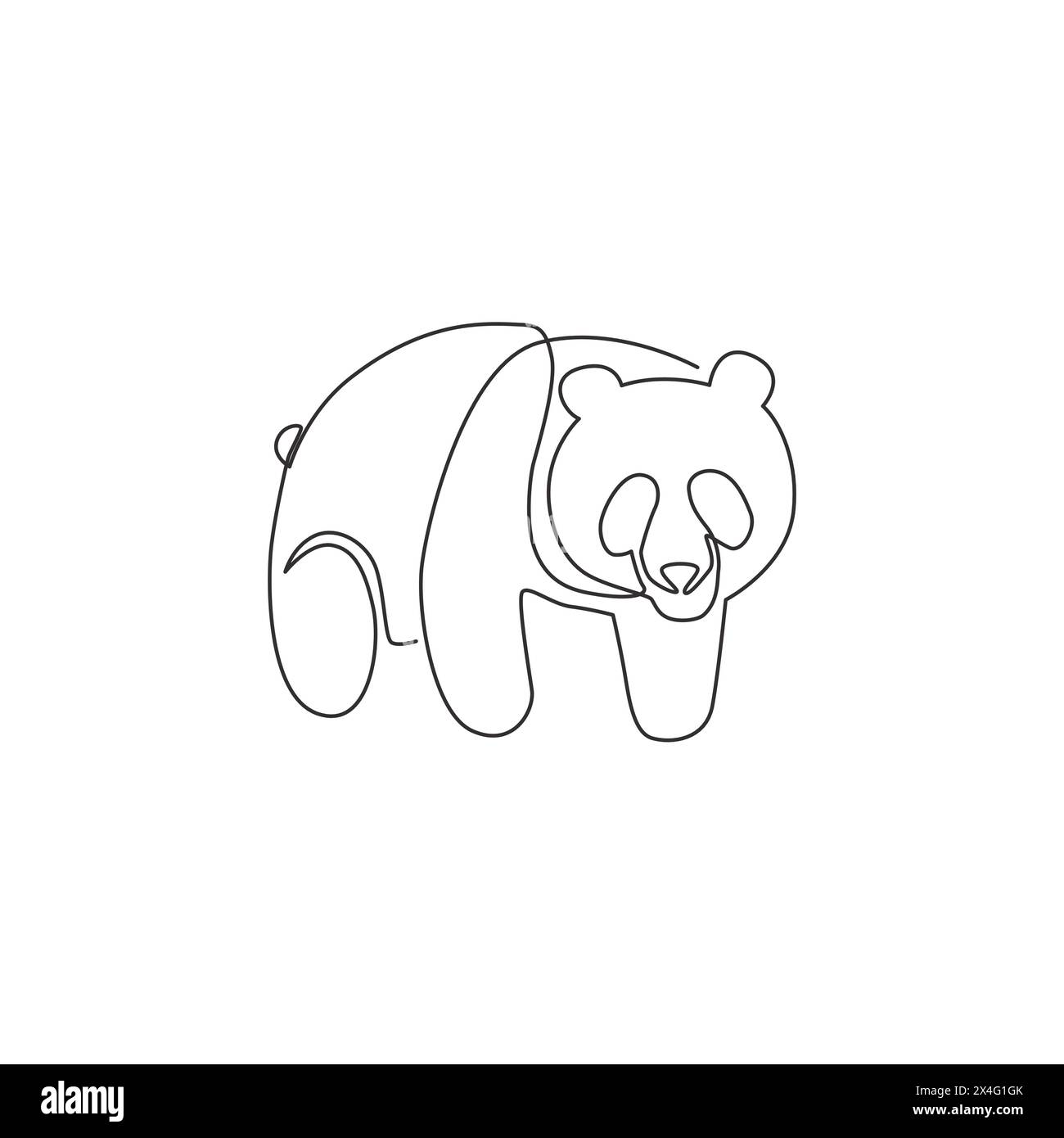 One continuous line drawing of adorable panda for company logo identity ...