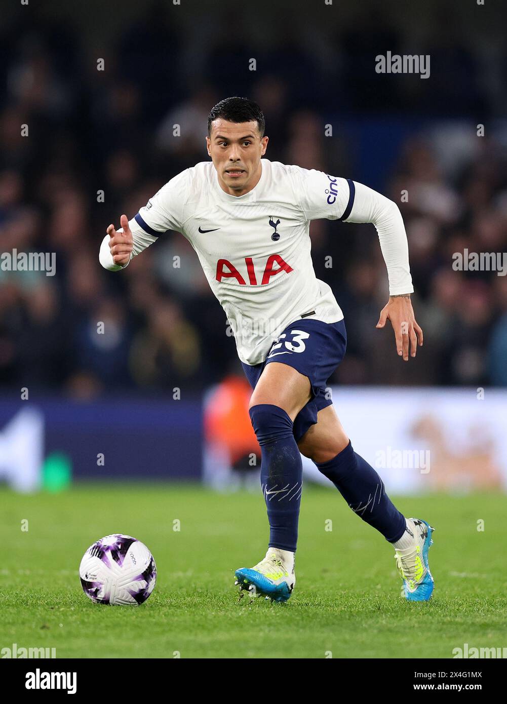 London, UK. 2nd May, 2024. Pedro Porro of Tottenham during the Premier ...