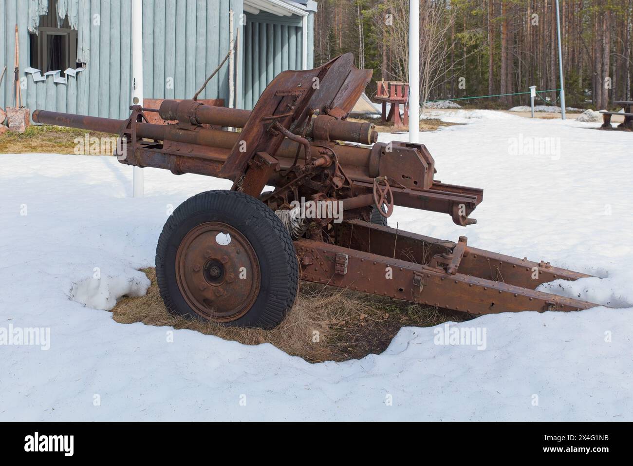 Old Finnish artillery cannon from the Second World War Stock Photo - Alamy