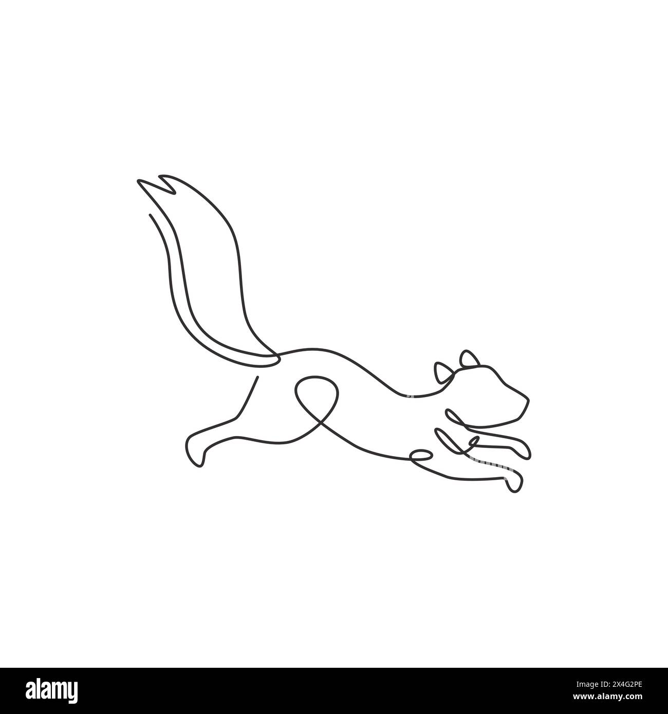 Single continuous line drawing of luxury squirrel for corporation logo ...