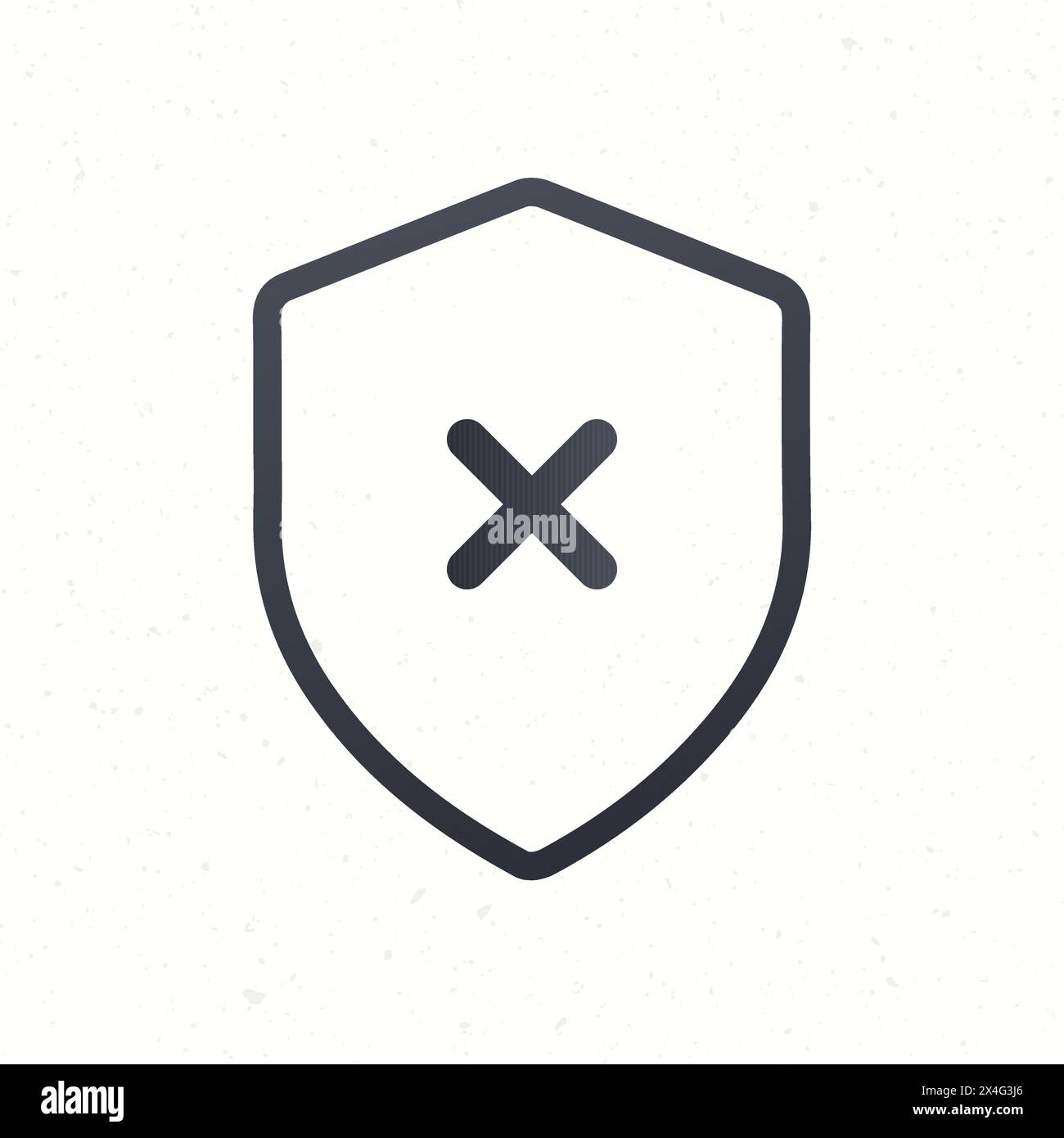 Shield with cross line icon. Rejected, prohibited, close, warning sign ...