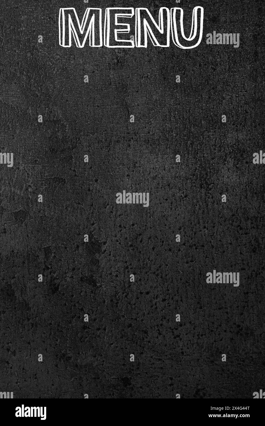 Black surface with word Menu as background. Mockup for design Stock ...