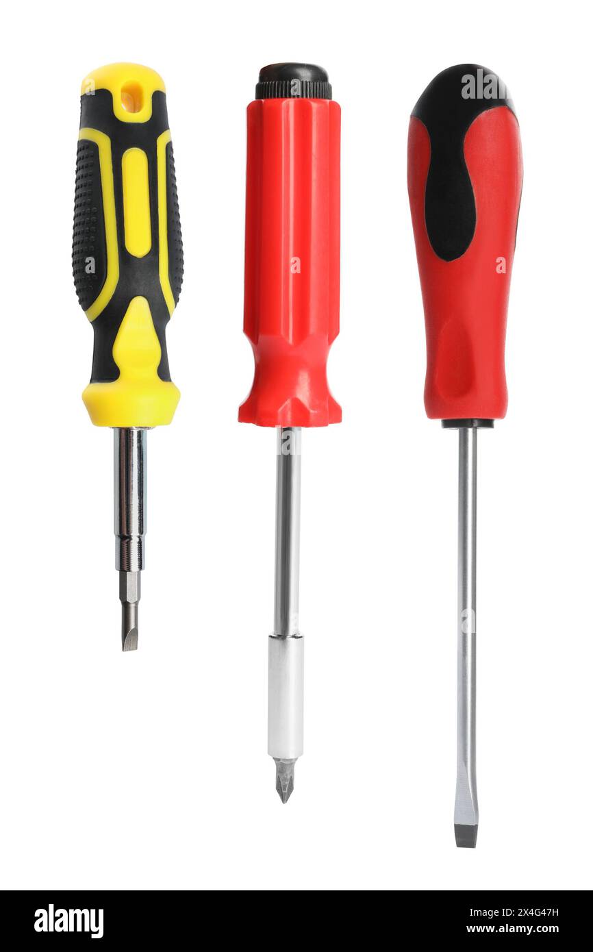 Three different screwdrivers isolated on white, set Stock Photo - Alamy
