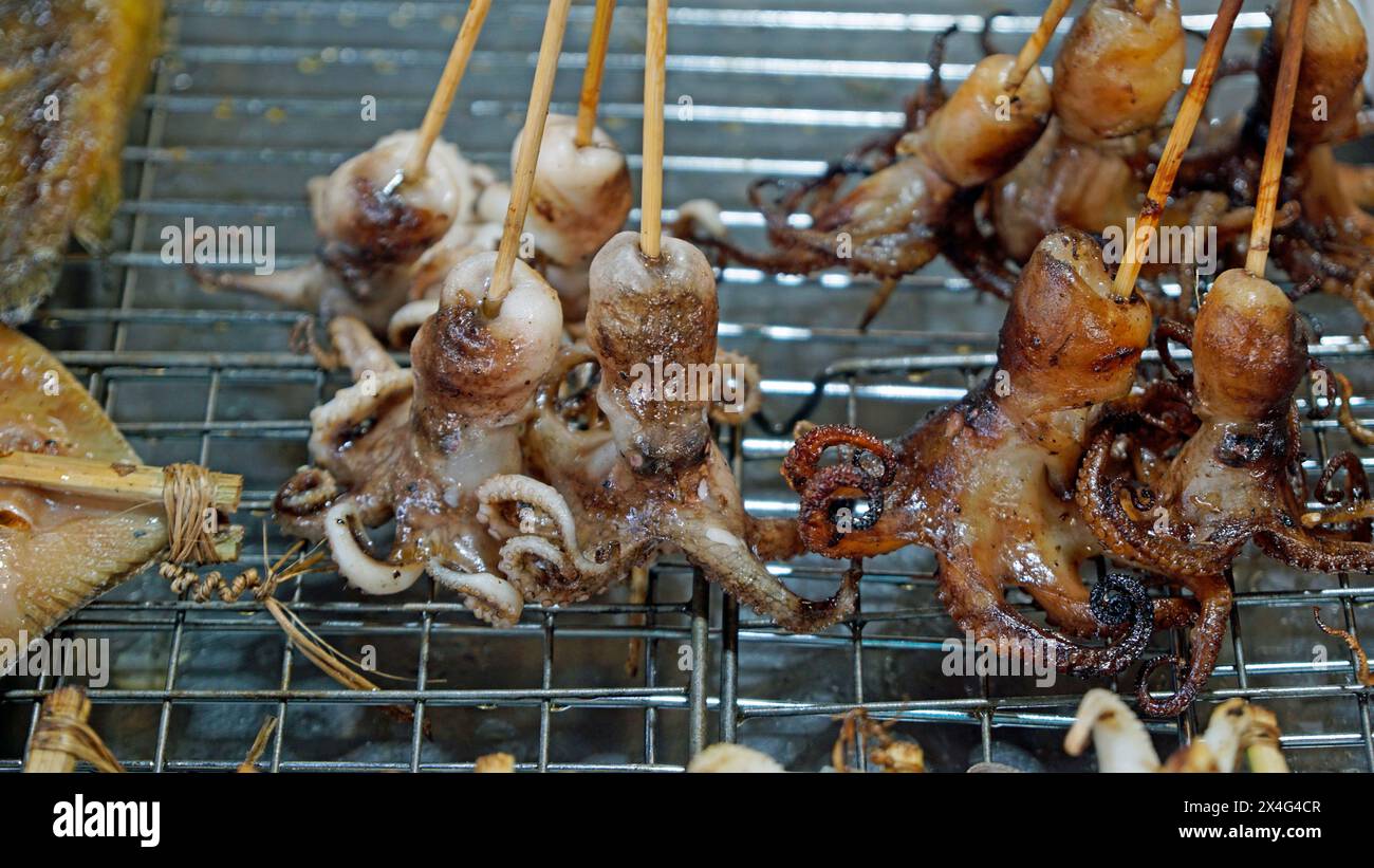 tasty street food on the local market in kampot in cambodia Stock Photo ...