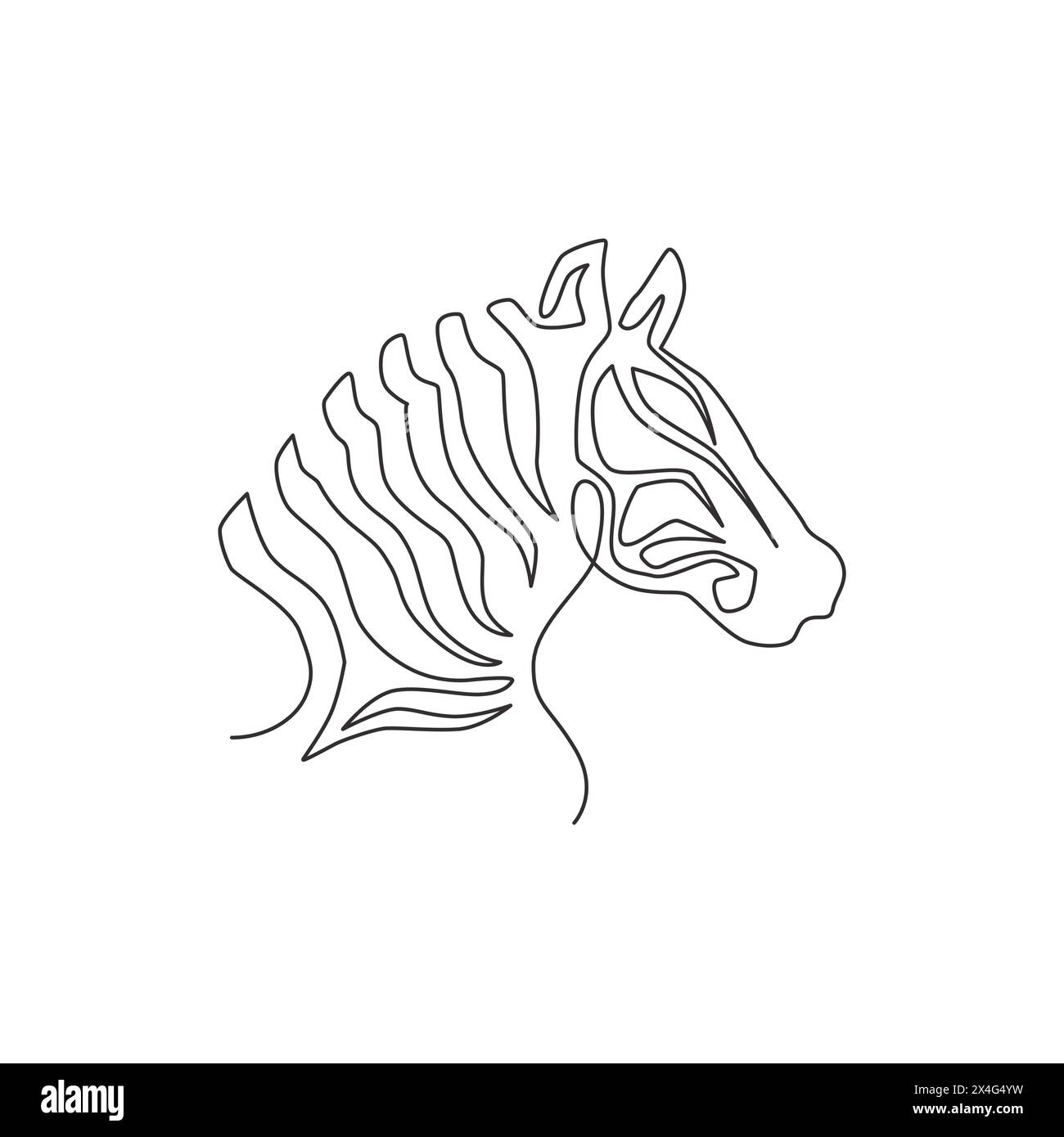 One continuous line drawing of zebra head for zoo safari national park ...