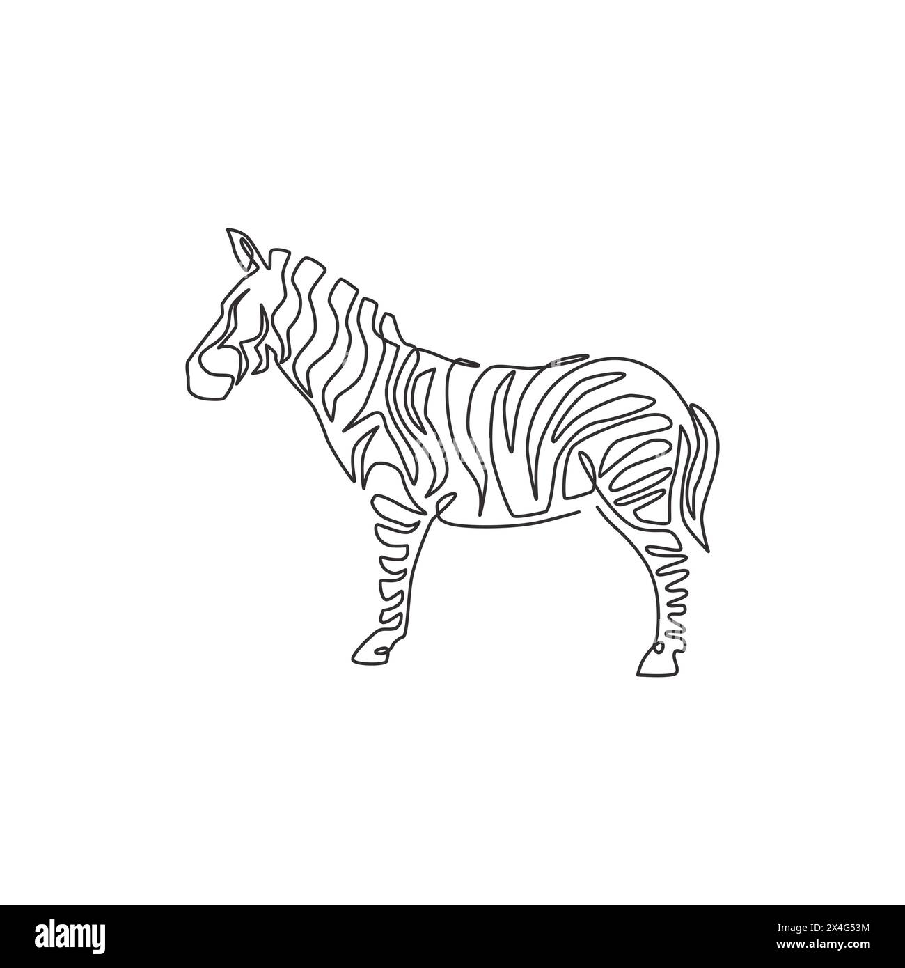 Single continuous line drawing of elegant zebra company logo identity ...