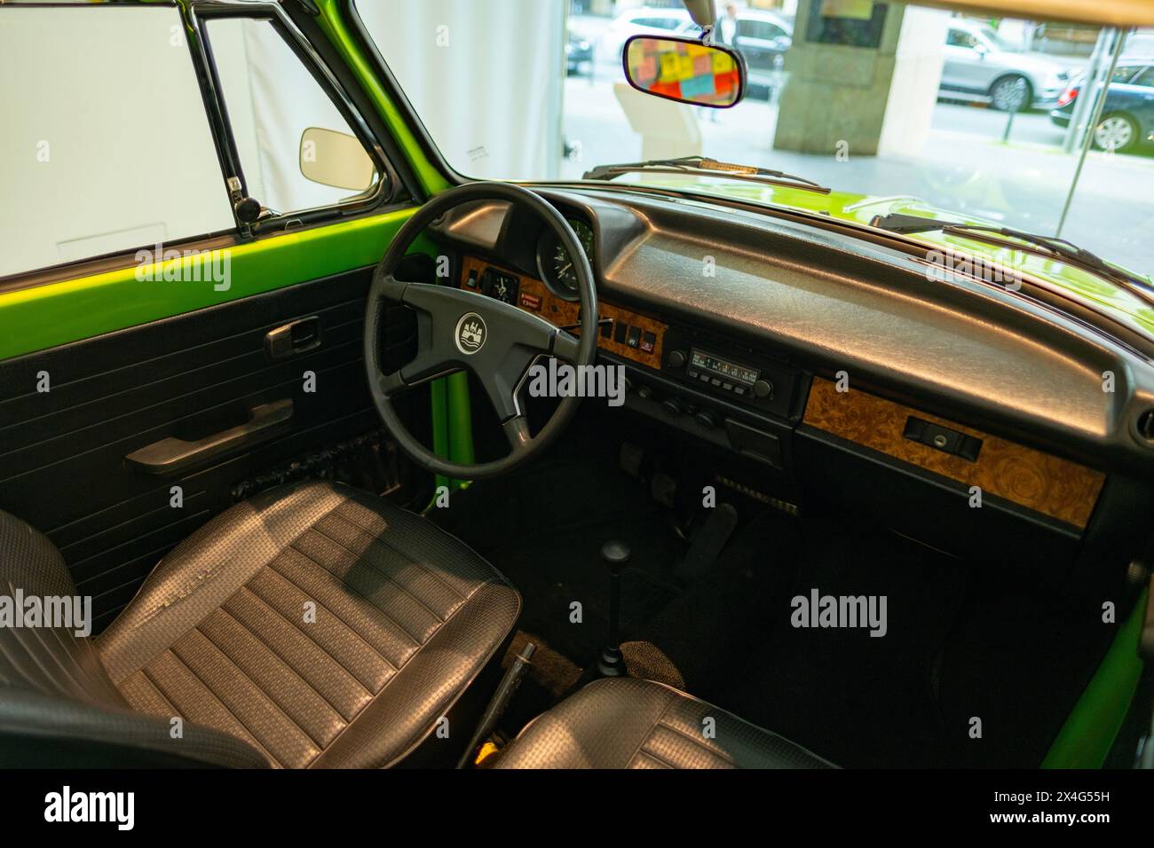 Interior classic vintage car Volkswagen VW Beetle Cabriolet, automotive ...