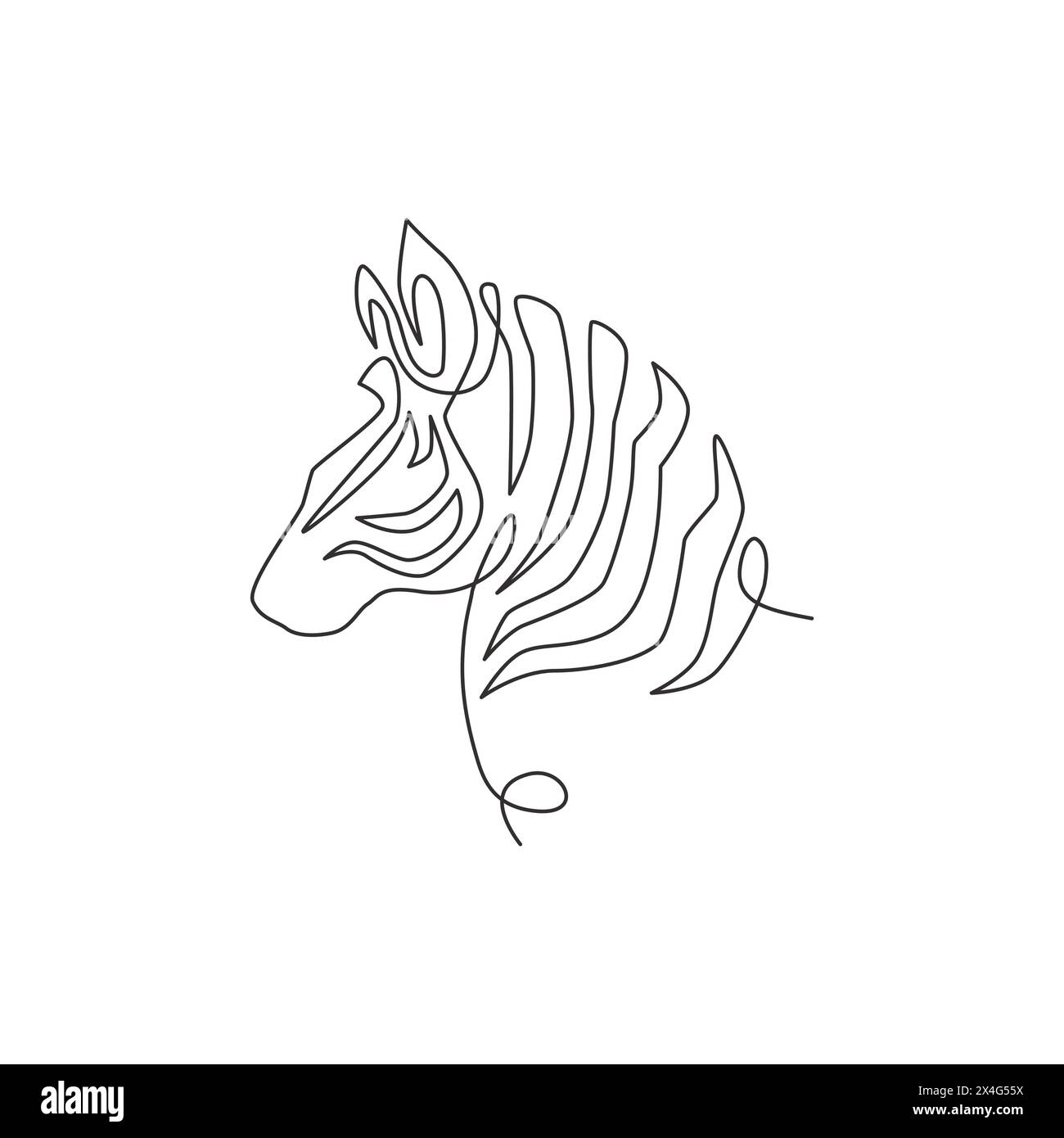 Single continuous line drawing of elegant zebra head for company logo ...