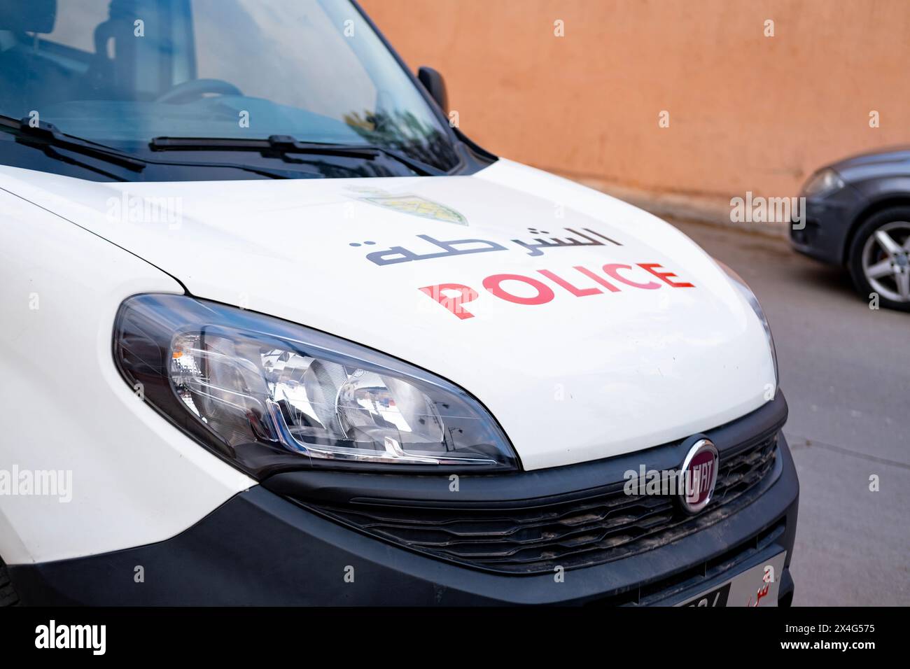 Police car on streets of Marrakech, Public safety in Marrakech ...