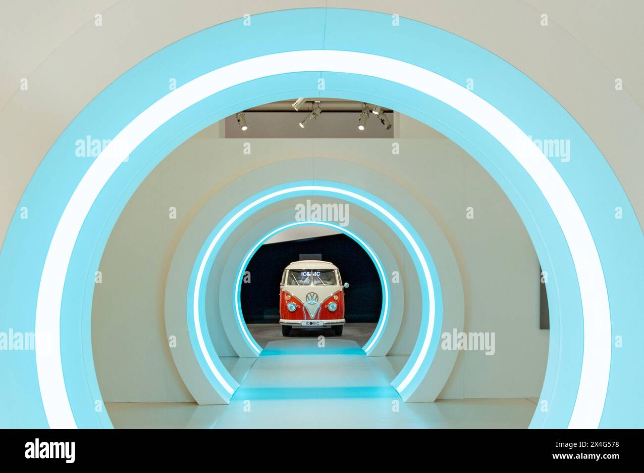 classic vintage red and white Volkswagen bus, automotive pop culture ...