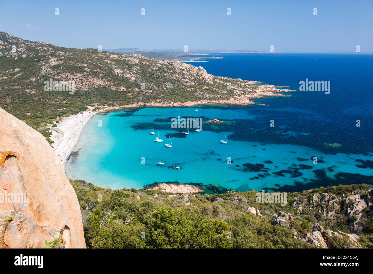 Sartène, Corse-du-Sud, Corsica, France. View over the turquoise waters ...