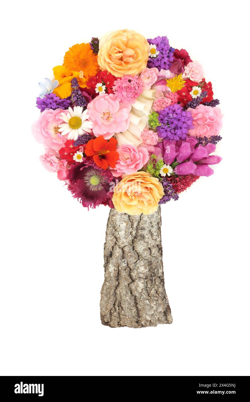 Surreal summer flower tree for natural nature edible food art. Logo and ...