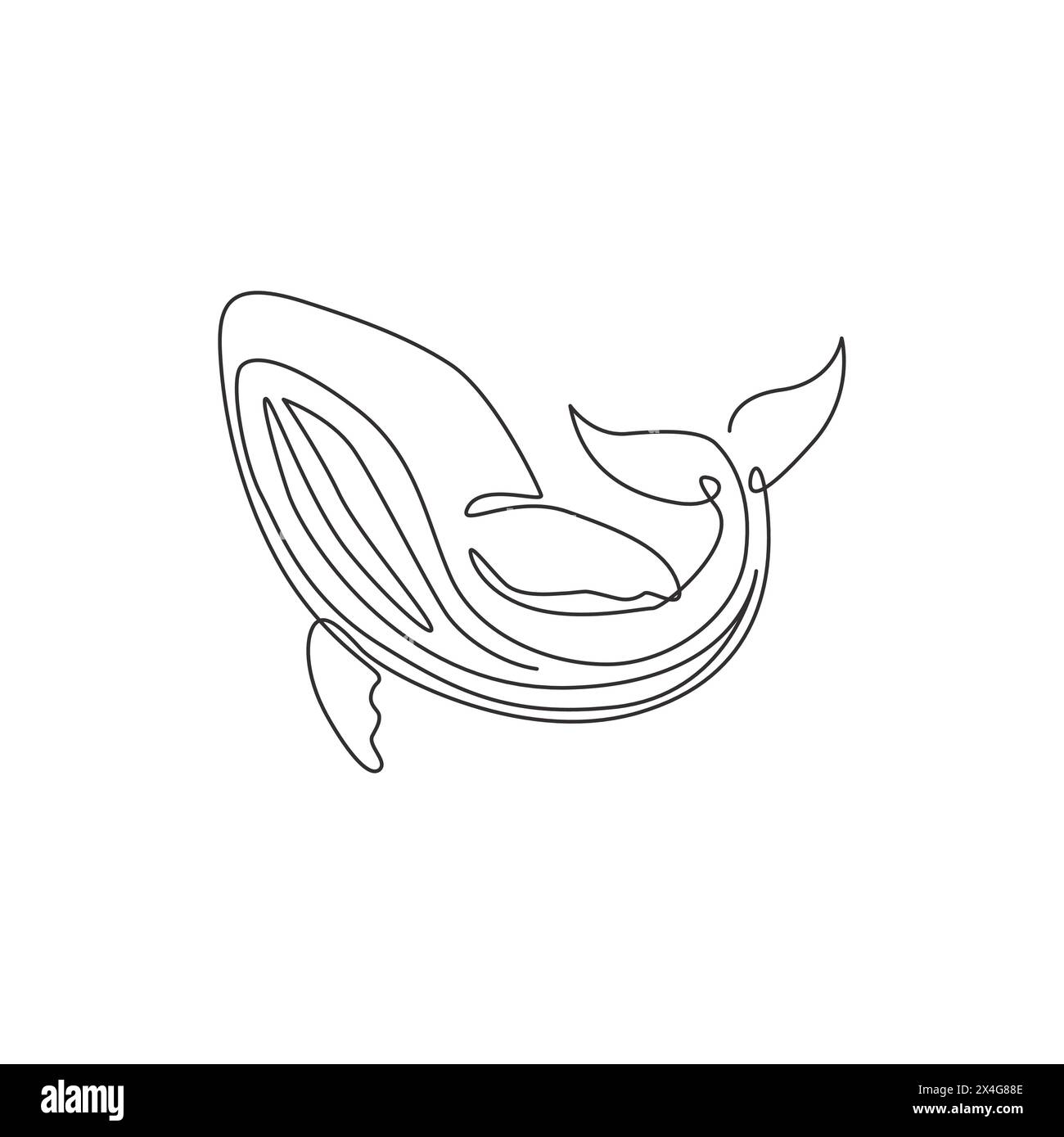 One single line drawing of big whale fish for company logo identity ...